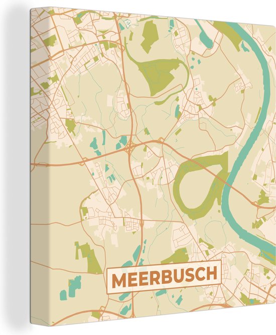 Canvas Schilderij Meerbusch - Plattegrond - Stadskaart - Kaart ...