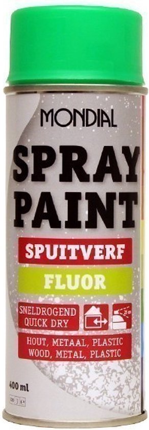 Mondial - Verf Spuitbus - Spuitlak - 400ml - Sneldrogend - Fluor | bol