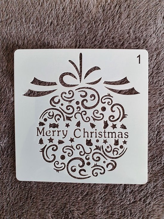 Kerstbal met merry christmas, kerst, sjabloon, stencil, kaarten maken ...