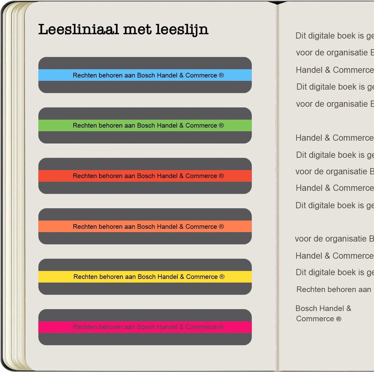 Leesliniaal met leeslijn - leesloep - boekenlegger - gekleurde leerhulp ...