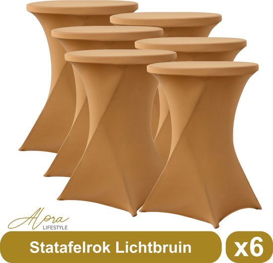 Statafelrok lichtbruin 80 cm - per 6 - partytafel - Alora tafelrok voor statafel -... | bol.com