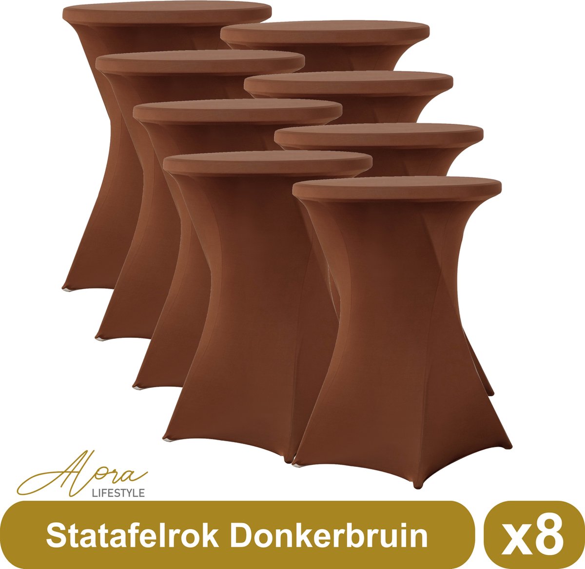 Statafelrok donkerbruin 80 cm - per 8 - partytafel - Alora tafelrok voor statafel -... | bol.com