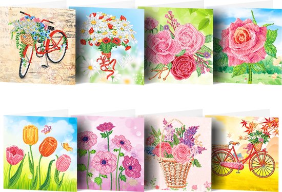 Rubye® Diamond Painting Kaarten - Wenskaarten - 8 Stuks - Diamond Painting Volwassenen... | bol