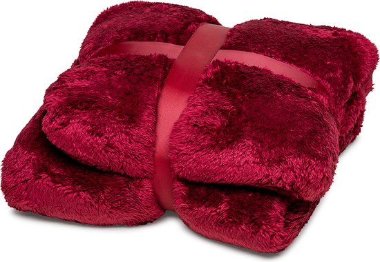 Wicotex-Plaid-deken-fleece plaid Fluff rood 150x200cm-Zacht en warme ...