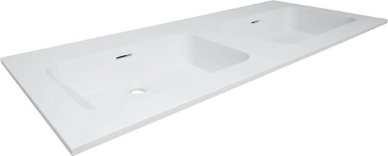 Tablet combo/molto 180x50cm 2 lavabo solide blanc | bol