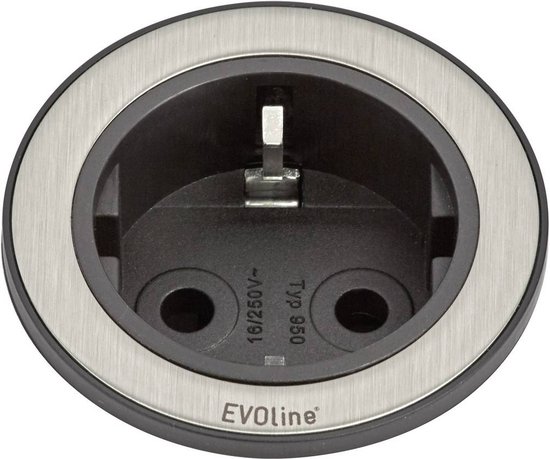 EVOline 159280001100 Inbouwstekkerdoos 1-voudig RVS, Zwart 1 stuk(s) | bol