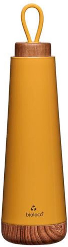 Bioloco RVS Drinkfles Thermo - Loop - Mosterdgeel - 500ml | bol