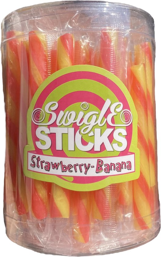Swigle sticks - strawberry banana - 50 stuks - mini lolly’s - aardbei ...