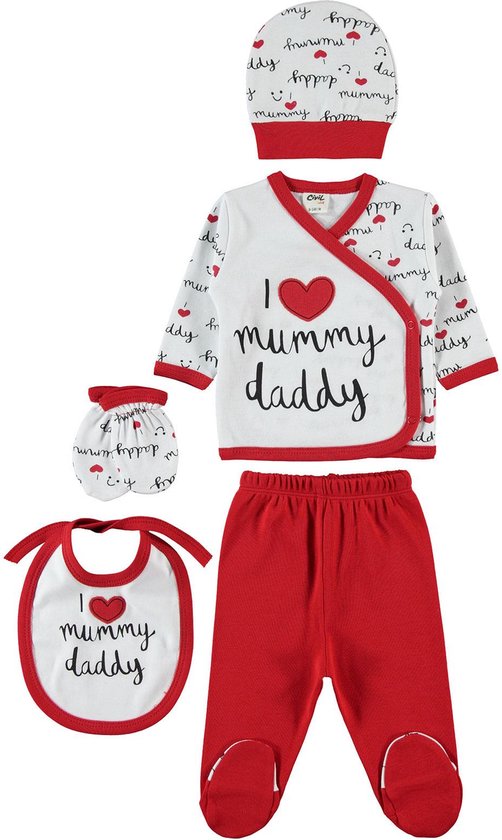 Baby newborn 5-delige kleding set jongens/meisjes - I love mummy daddy ...