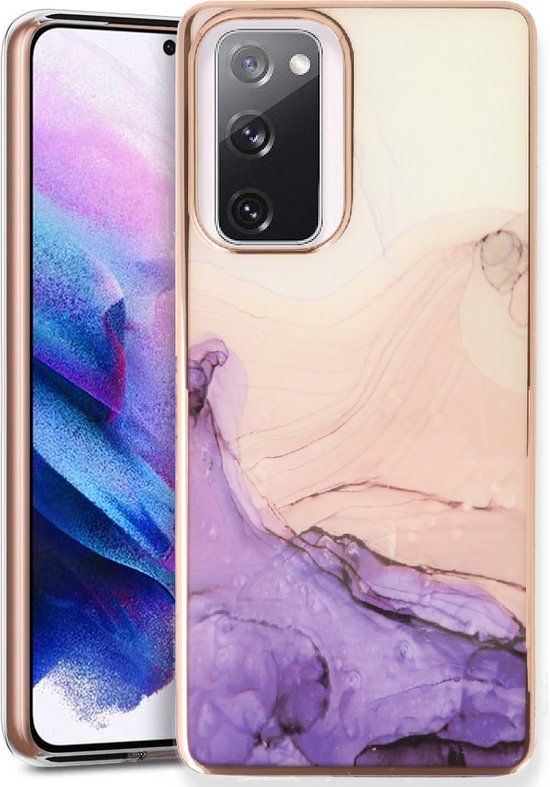 Casemania Hoesje Geschikt voor Samsung Galaxy S20 FE Paars - Siliconen Marmer Back Cover | bol