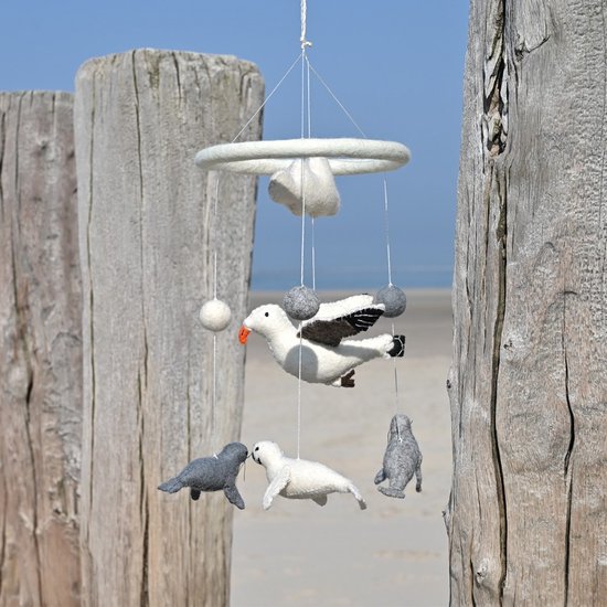 Mobiel - Noordzee - Wolvilt - Fairtrade - Kinderkamer - Babykamer - Box ...