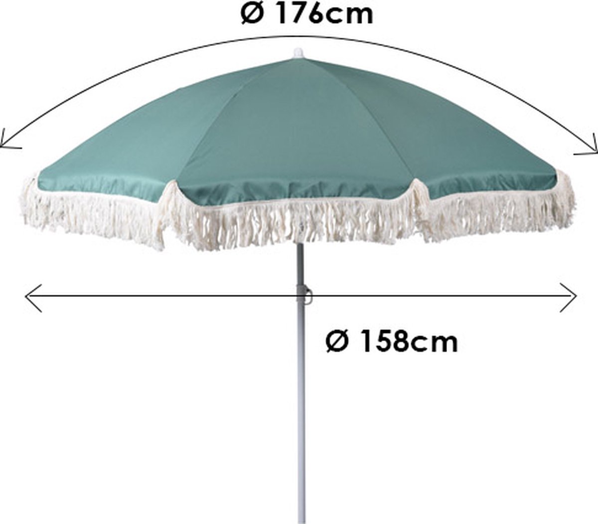 Strandparasol - Ø176cm - Verstelbaar in hoogte - UV Bescherming - Groen ...