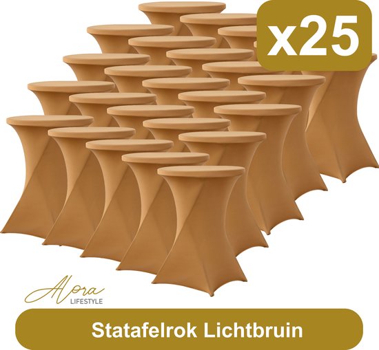 Statafelrok lichtbruin 80 cm - per 25 - partytafel - Alora tafelrok voor statafel -... | bol