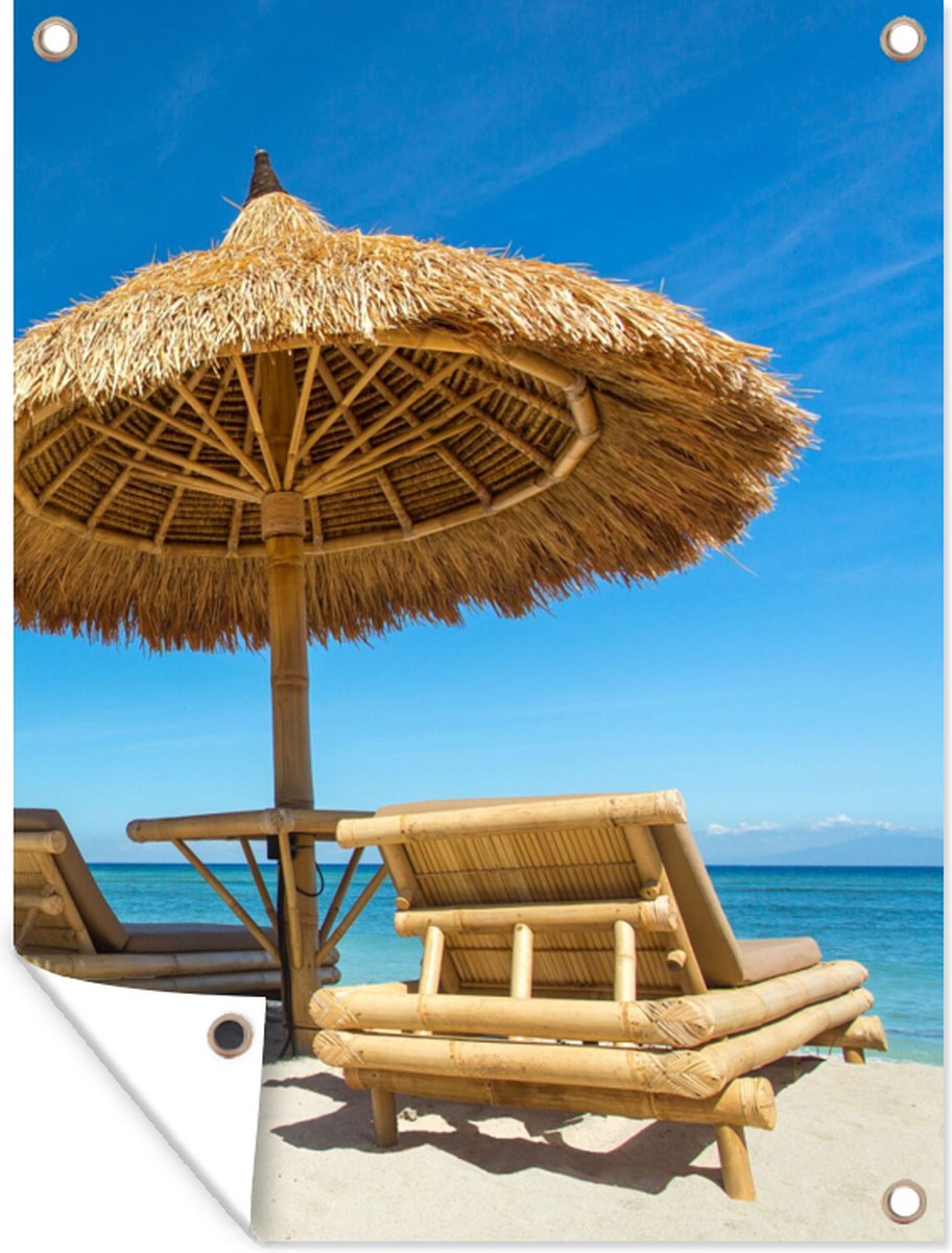 Tuin decoratie Strandstoel - Strand - Parasol - Zee - Zomer - 30x40 cm ...