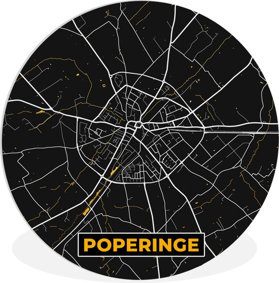 Wall Circle - Wall Circle Indoor - City Map - Poperinge - Noir et Or ...