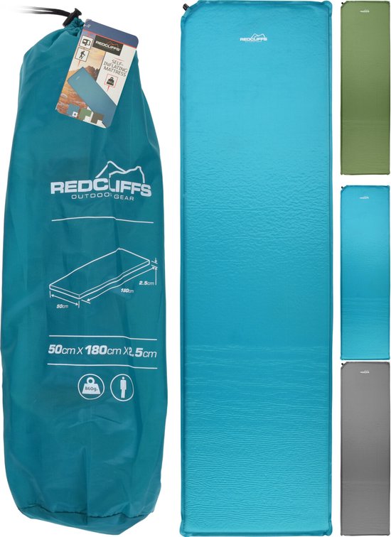Redcliffs - Zelf opblazend matras - 180 x 50 cm - Blauw - Camping ...