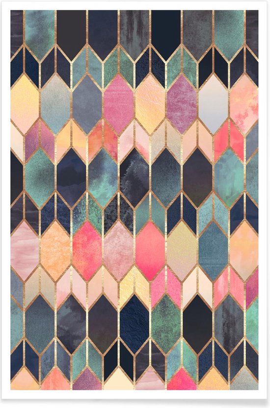 JUNIQE - Poster Stained Glass -20x30 /Kleurrijk | bol.com