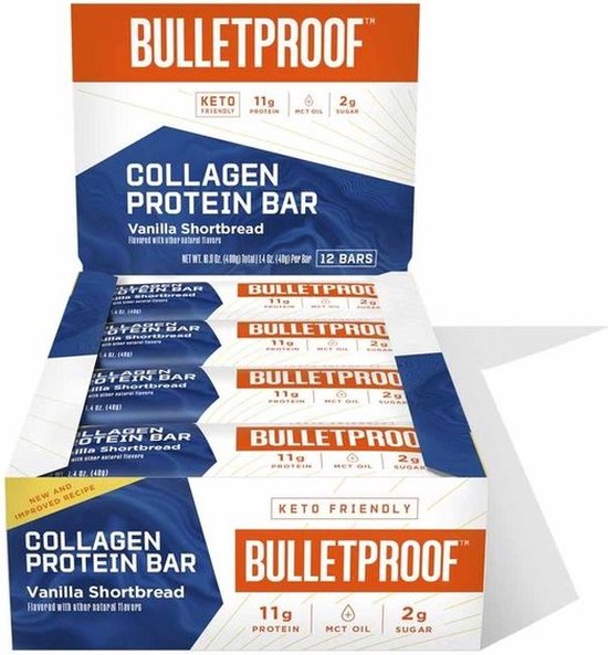 Bulletproof™ Vanilla Shortbread Collagen Proteïne Bar - 12 pack | bol