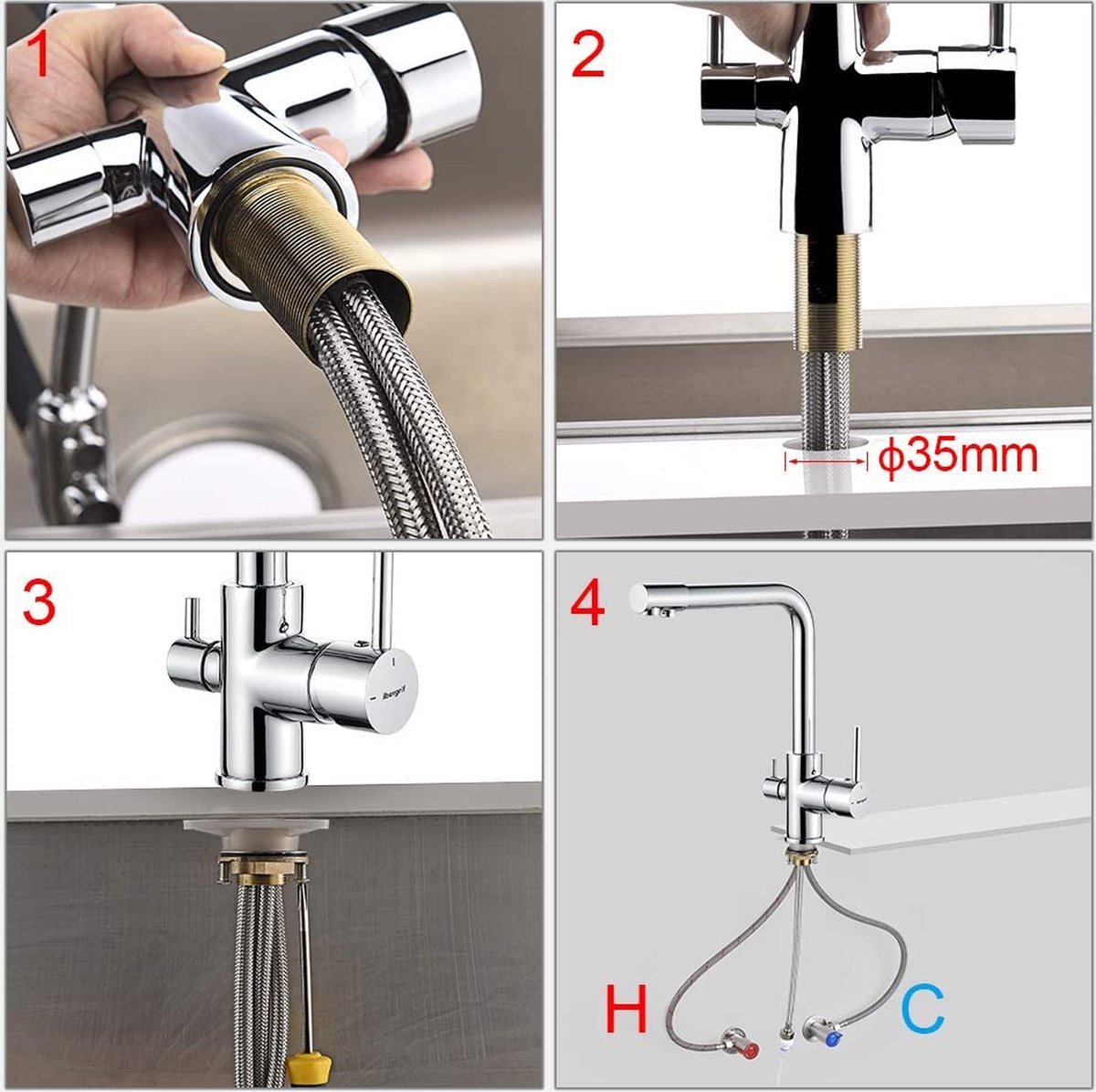 Keukenkraan - 3-weg Keukenmengkraan - Chrome Mengkraan | bol