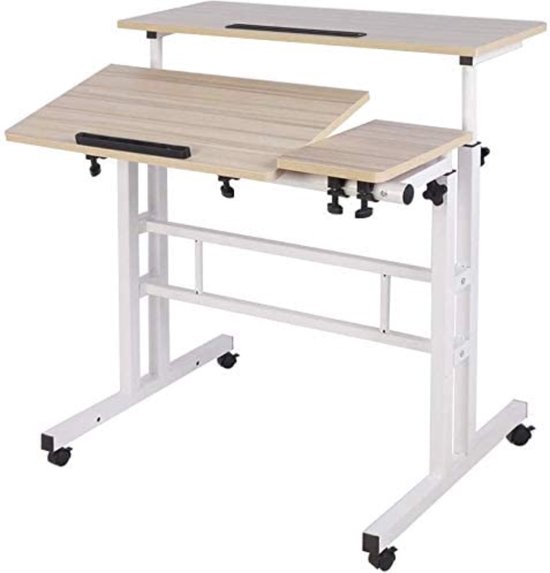 In hoogte verstelbare computertafel laptoptafel met wielen, mobiel ...