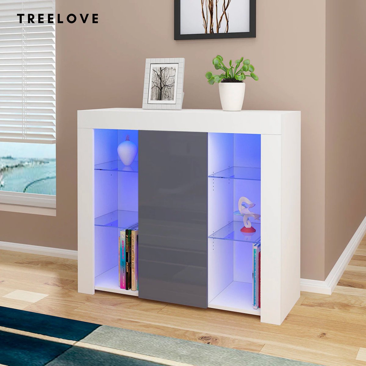 TreeLove® | Moderne Kast met RGB-Verlichting | Inclusief Planken ...