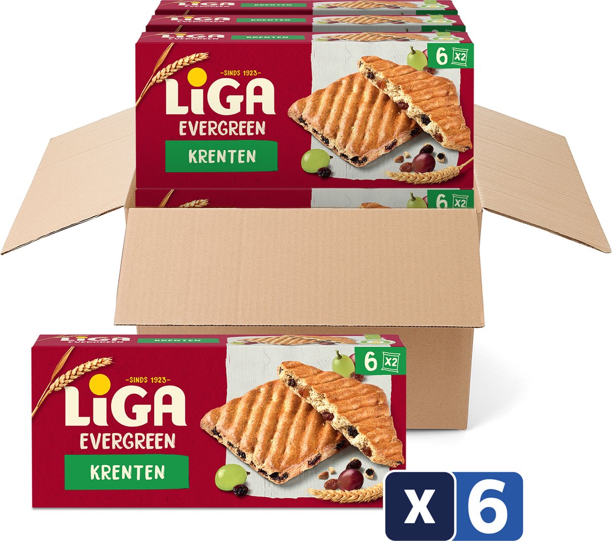 LiGA Evergreen koekjes Krenten 225 g - Tussendoortjes - 6 verpakkingen ...