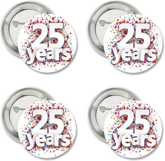10 Buttons 25 jaar Coloured - button - 25 jaar - zilver - jubileum ...
