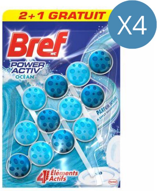 Bref Toiletblok - Power Aktiv - Oceaan - 12 (4 x 3) Stuks | bol