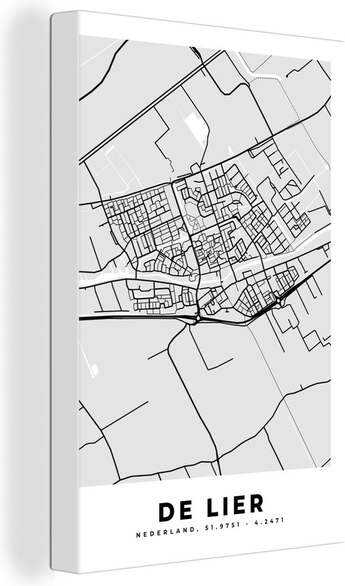 Toile Peinture Plan d'Etage - De Lier - Carte - Plan de Ville - 20x30 ...