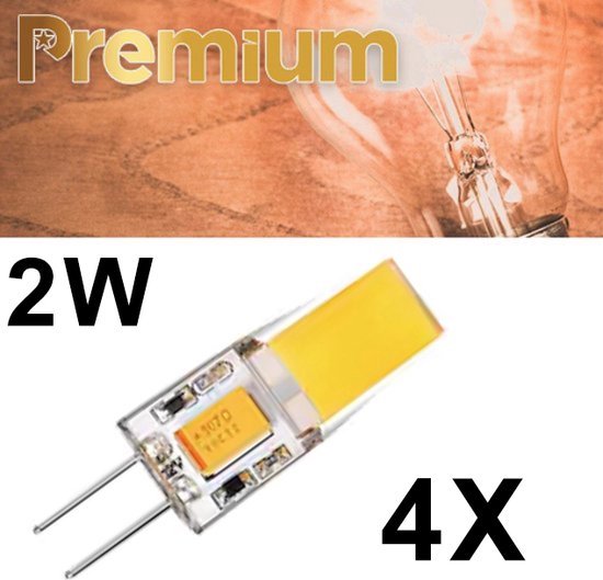 4 x Premium G4 Led - 2 Watt - 2W - 12V - Lichtbron - Ledlamp - Dimbaar - Vervangt 25W... | bol