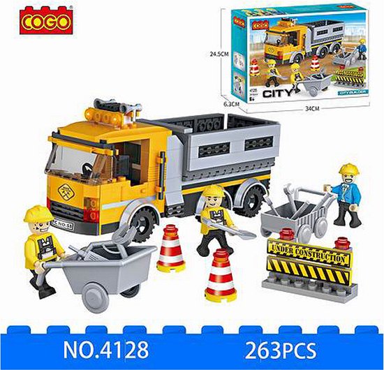 Cogo 4128 City - Constructie Kiepwagen - 263 onderdelen - Lego City ...