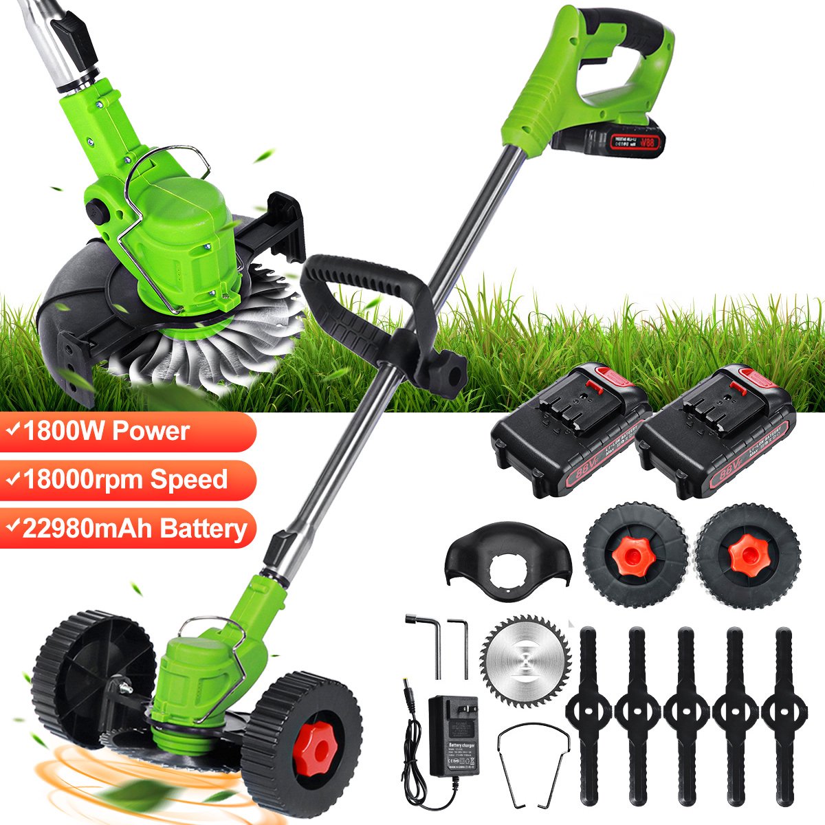 Grasmaaiers - Oplaadbare Draadloze Elektrisch Grasmachine - 1000W ...