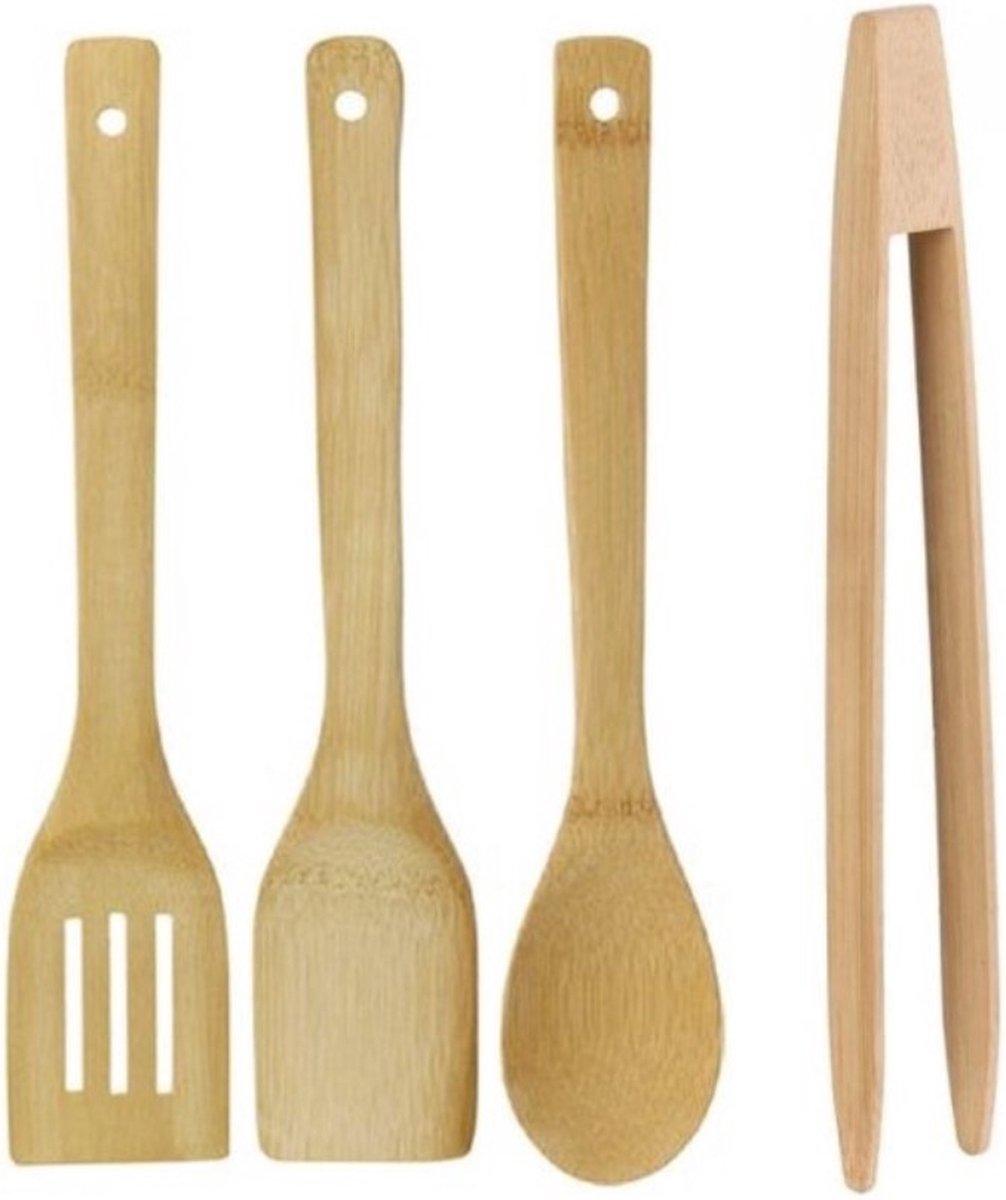 Bamboe Keukengerei met Spatels - Opscheplepels set - Spatel set ...