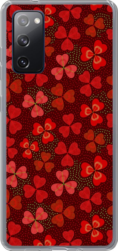 Telefoonhoesje Geschikt voor Samsung Galaxy S20 FE hoesje - Patroon - Klaver - Rood -... | bol