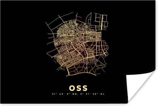 Poster Oss - Stadskaart - Kaart - Plattegrond - Nederland - 120x80 cm ...