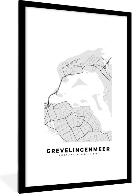 Fotolijst incl. Poster - Grevelingenmeer - Plattegrond - Kaart ...
