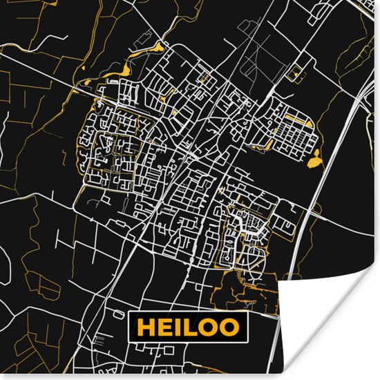 Poster Heiloo - Black and Gold - Stadskaart - Kaart - Plattegrond ...