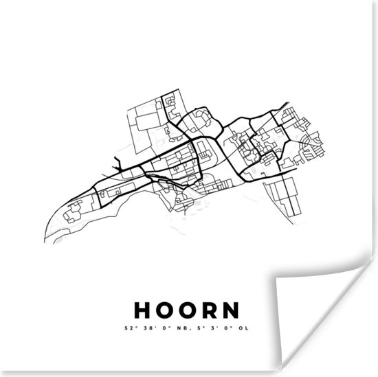 Poster Stadskaart – Zwart Wit - Kaart – Hoorn – Nederland – Plattegrond ...