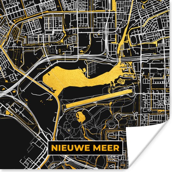 Poster Kaart - Plattegrond - Stadskaart - Nederland - Nieuwe Meer ...