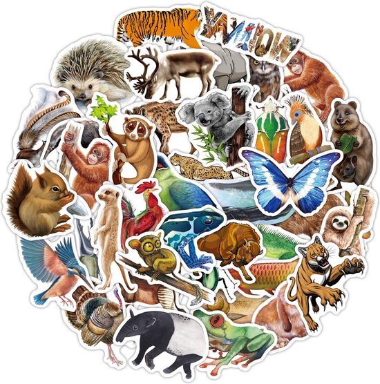 Mix 80 Jungle stickers met wilde dieren - Laptopstickers Regenwoud/Vissen/Zoogdieren -... | bol