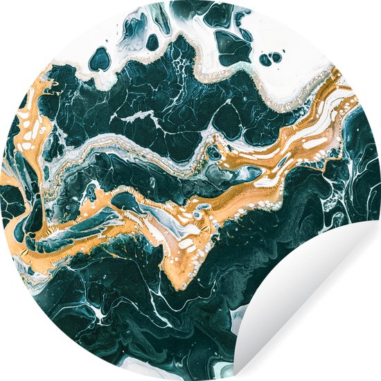 Behangcirkel - Marmer - Goud - Blauw - Luxe - Marmerlook - Zelfklevend ...
