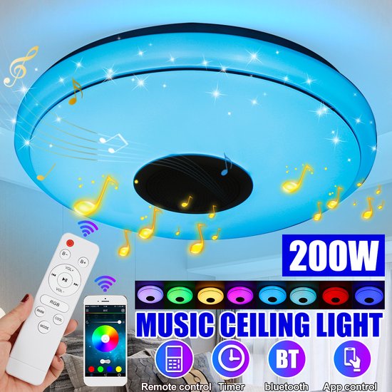 Elfeland LED Plafonnieres-220V 200W Bluetooth Plafondlamp-RGB Muziek ...