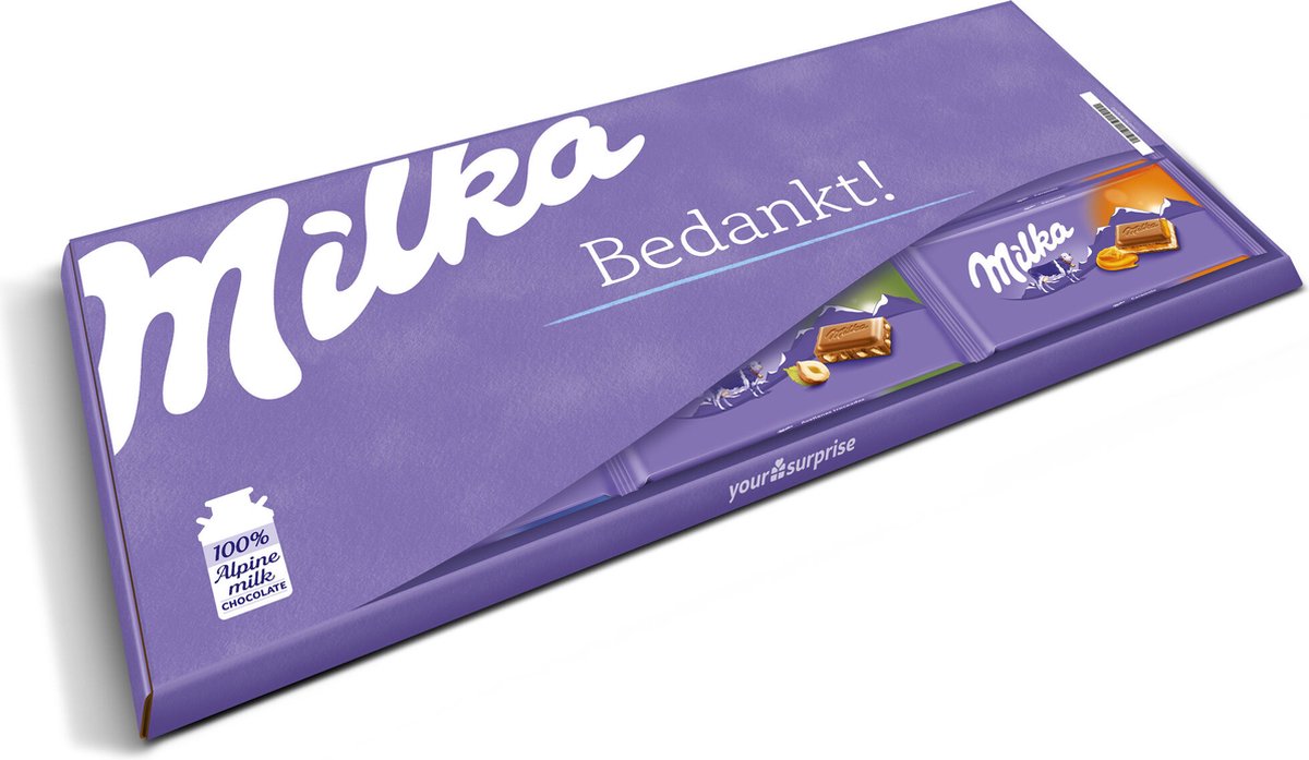 "Bedankt!" - Mega Milka 900 gram - Chocoladereep Cadeau - Chocolade | bol