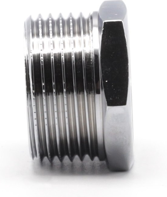 Verloopnippel 1/2 binnen-draad naar 3/4 buiten-draad, Chroom | bol