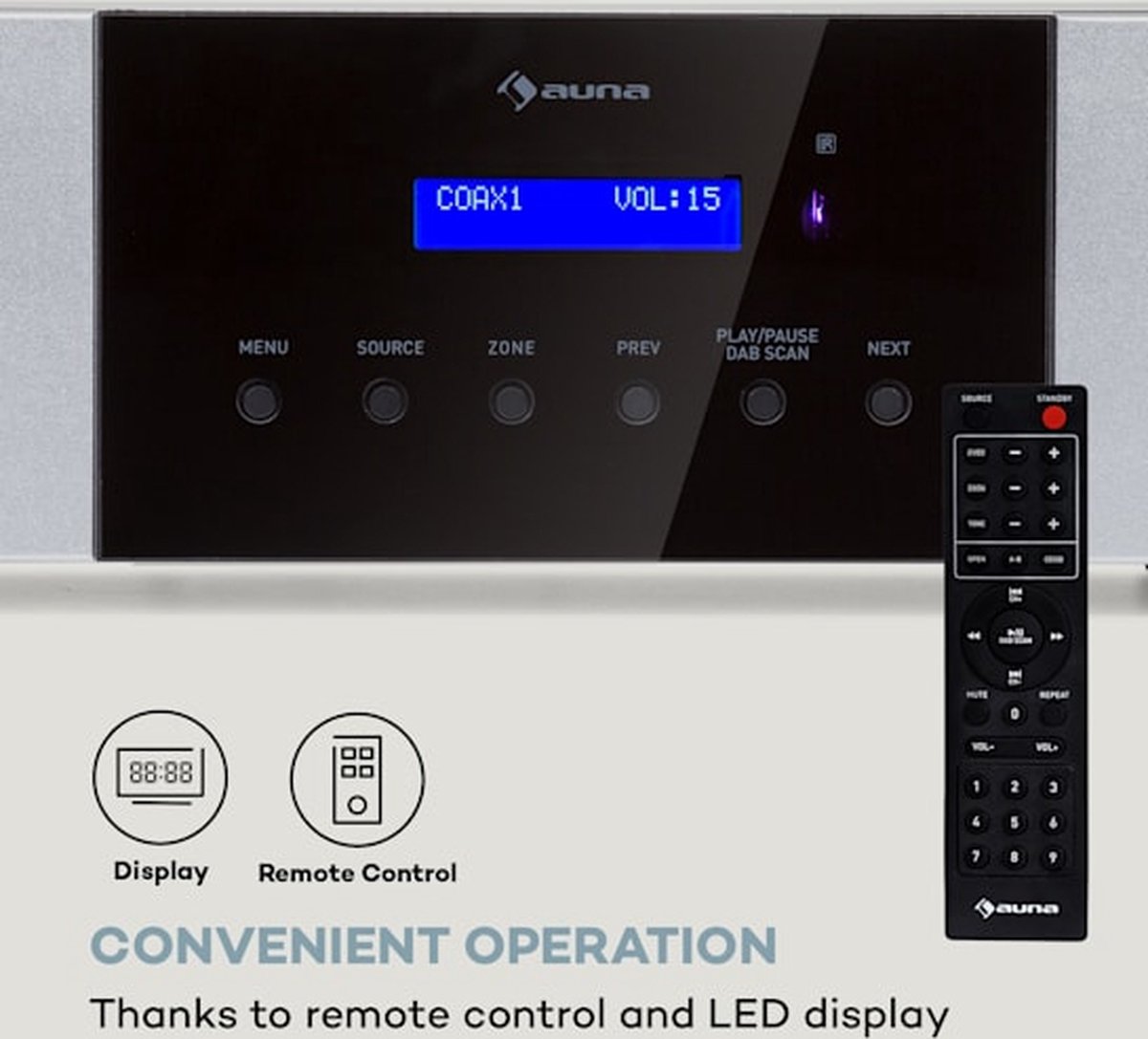 auna AMP-4000 DAB HiFi stereo versterker - Bluetooth - Radio - 4 zones voor... | bol.com