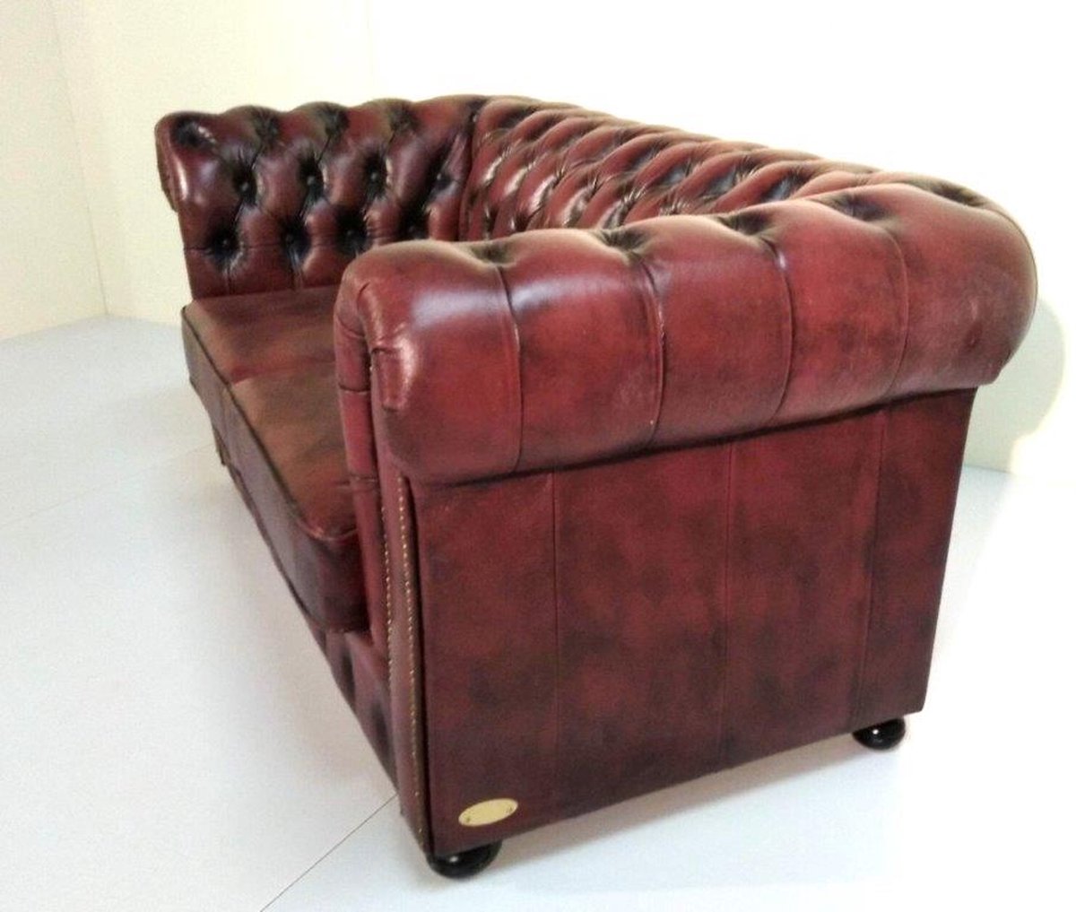 Chesterfield bank - "Springfield" - 2 zits - Antiek Leder Burgundy ...