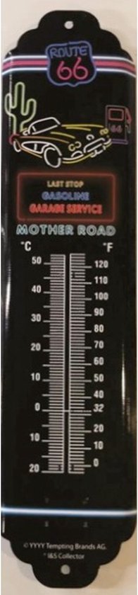 Metalen Thermometer Route 66 Fluo - 6,5 x 28 cm | bol