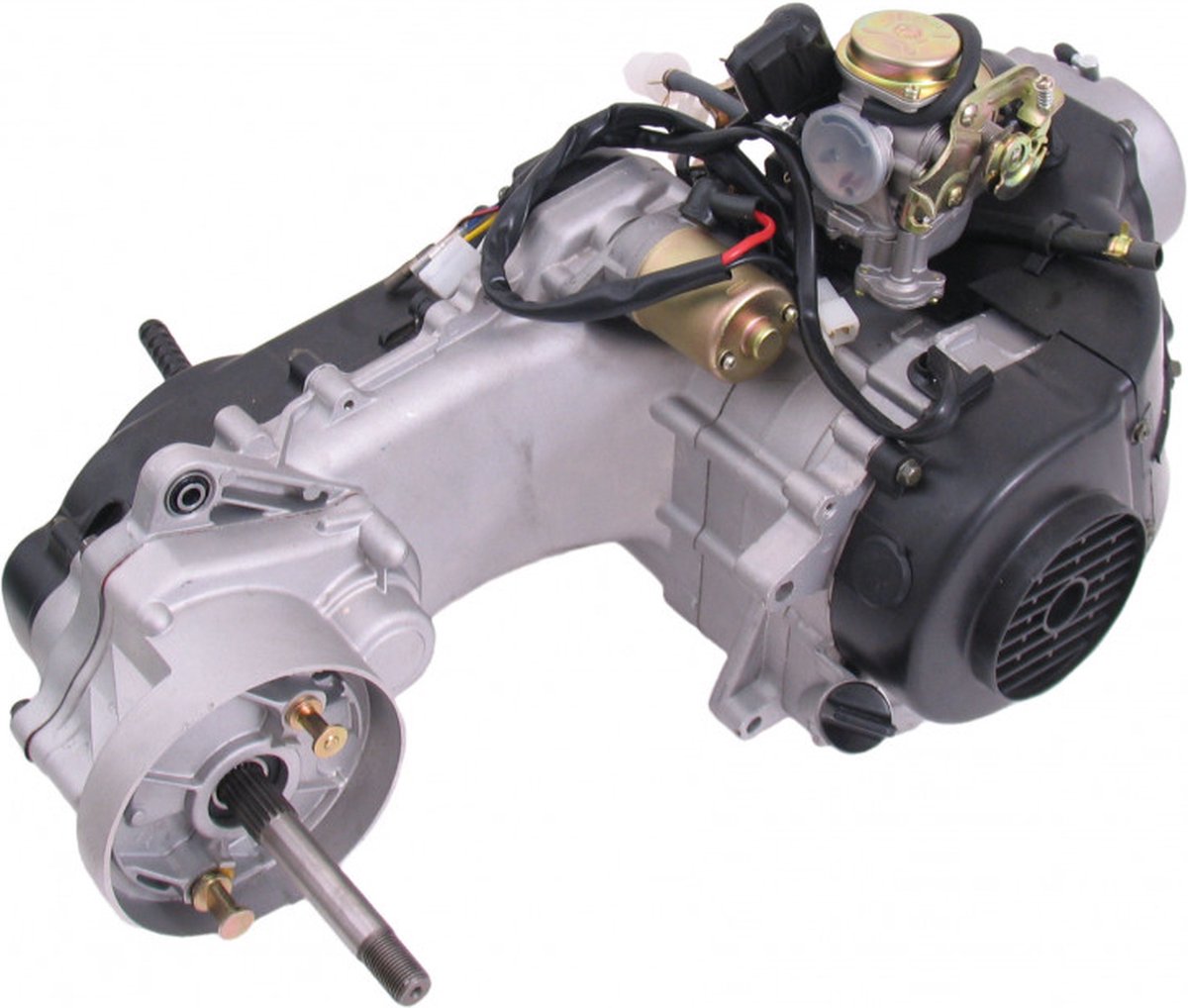 Motorblok compleet China scooter GY6 10 inch wiel met Lange achteras ...