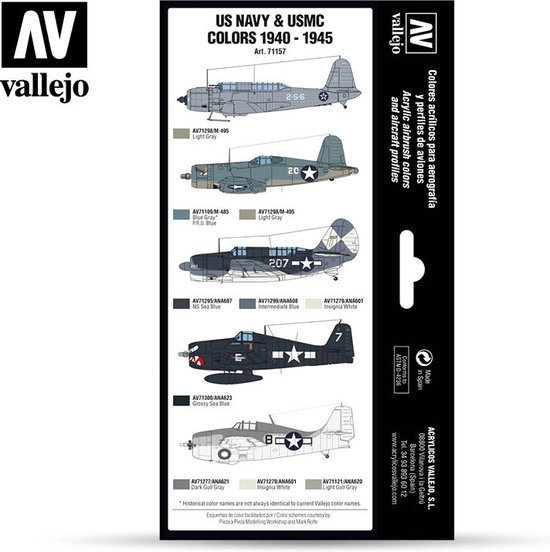Vallejo val71157 - Model Air - US Navy & USMC colors 1940-1945 Set 8 x ...