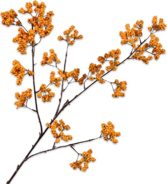 Silk-ka Kunstbloem-Zijde Bessentak Oranje-Geel 82 cm | bol